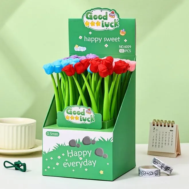 Cute Pens: Red Rose Panda Gel Pen Soft Plush Charm, Decompression Swing ...