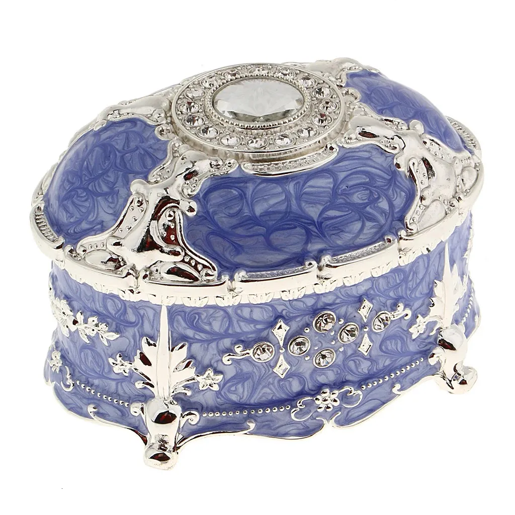 Vintage Metal Jewelry Box Ring Trinket Case Pearl Jewelry Storage Box ...