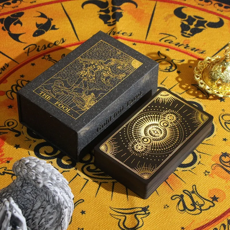 Gold Foil Tarot Cards With Guidebook Waterproof PVC Tabletop Oracle ...