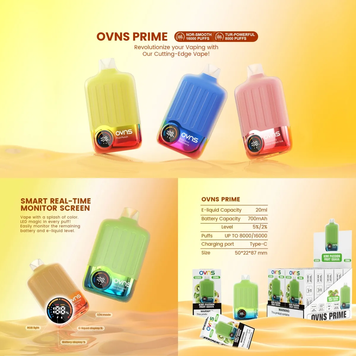OVNS Prime 8000 16000 Puffs Vape Disposable Electronic Cigarettes Puff ...