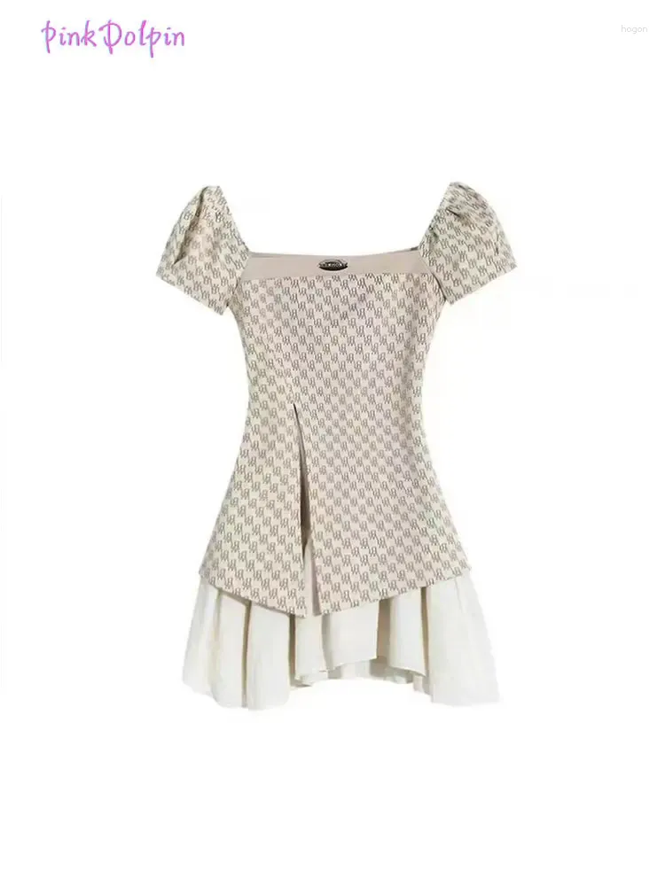 Robes De Soirée 2024 Été Haute Rue Manches Bouffantes Slash Cou Imprimé ...