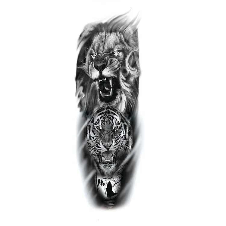 Lion Tiger Head Full Arm Full Tatuaje Tatuaje Tatón Tatón Tatón ...