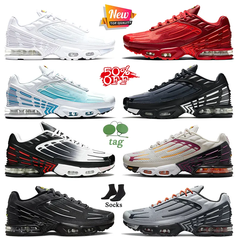 Triple White Black Tn 3 Plus Running Shoes Women Mens Athletic Sneakers ...