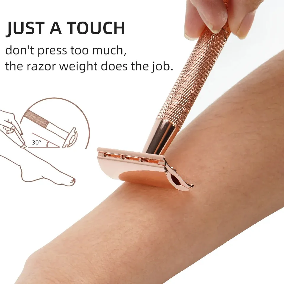 DHgate.com:Rose Gold Double Edge Safety Razor for Men and Women, 10 ...