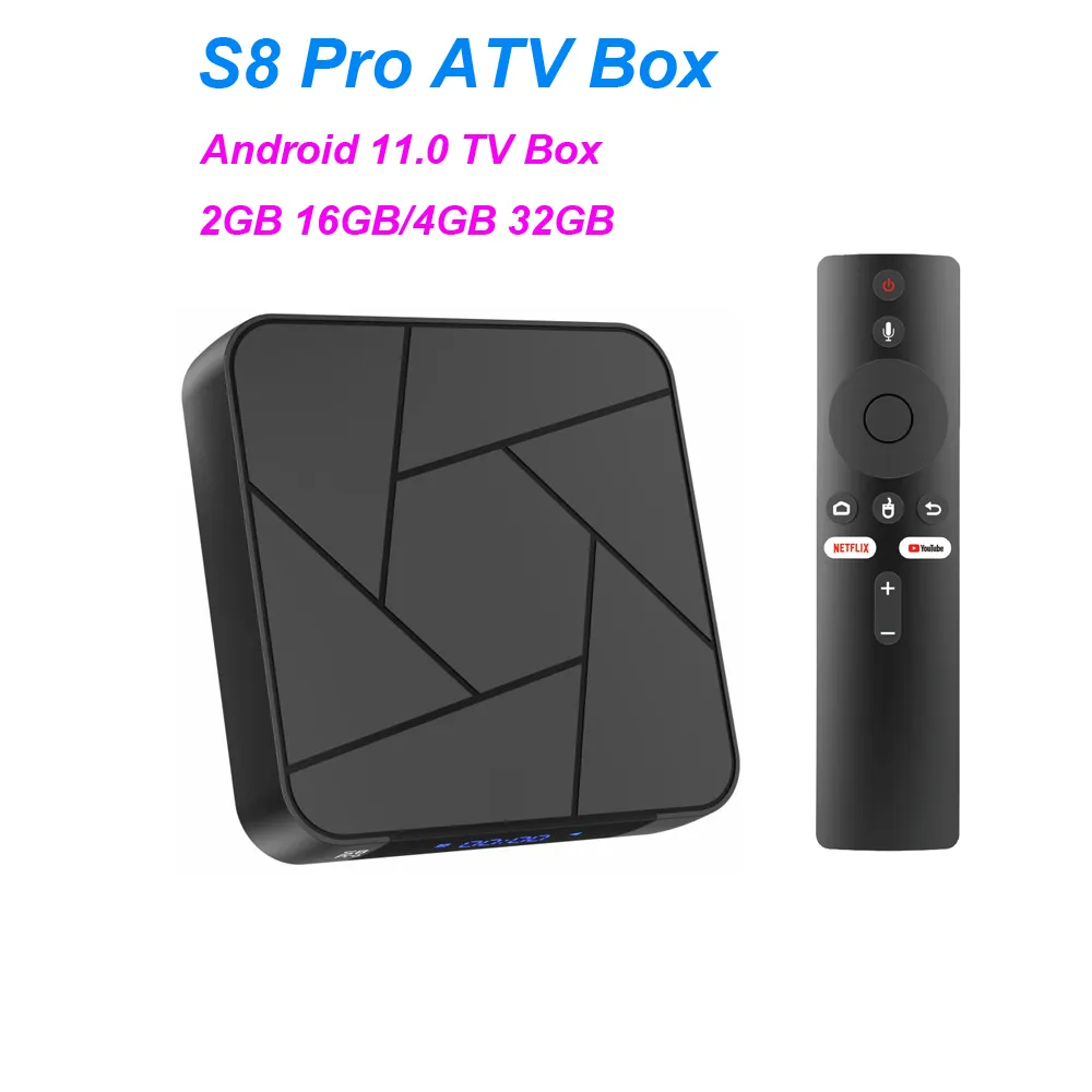 S8 Pro ATV TV Box 4k Amlogic S905w2 Quad Core Android 11 OS 2gb 16Gb 5G Wifi Internet Tv Box Con ...