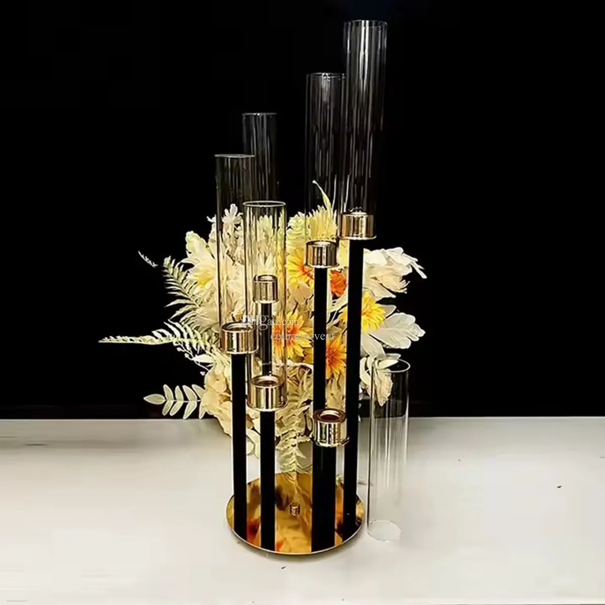 Black Gold 8 Arm Metal Candelabra Tall Long Stem... From Courageevent ...