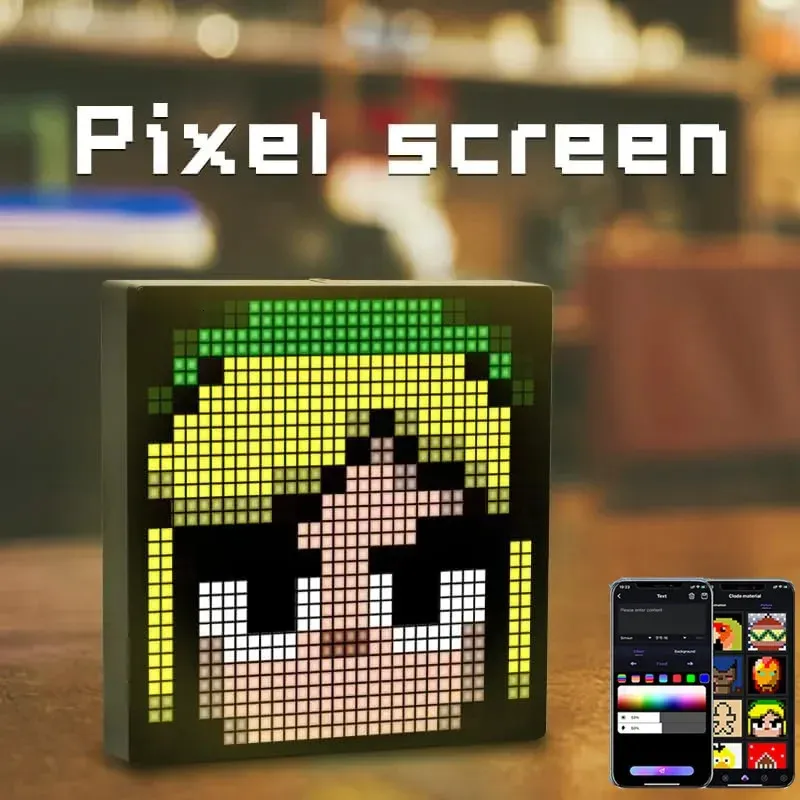 Smart Pixel LED Display - Customizable Night Light, Programmable Text ...