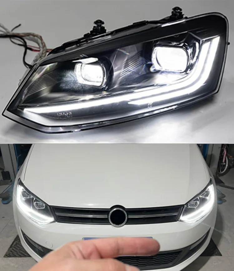 Car Headlight Assembly for VW Polo 2009- LED Daytime Running Turn ...