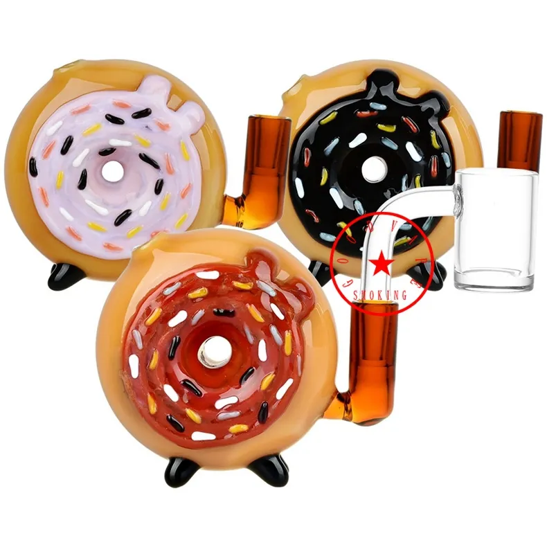 Latest Colorful Donut Mini Rig Smoking Kit Bubbler Thick Glass Pipes