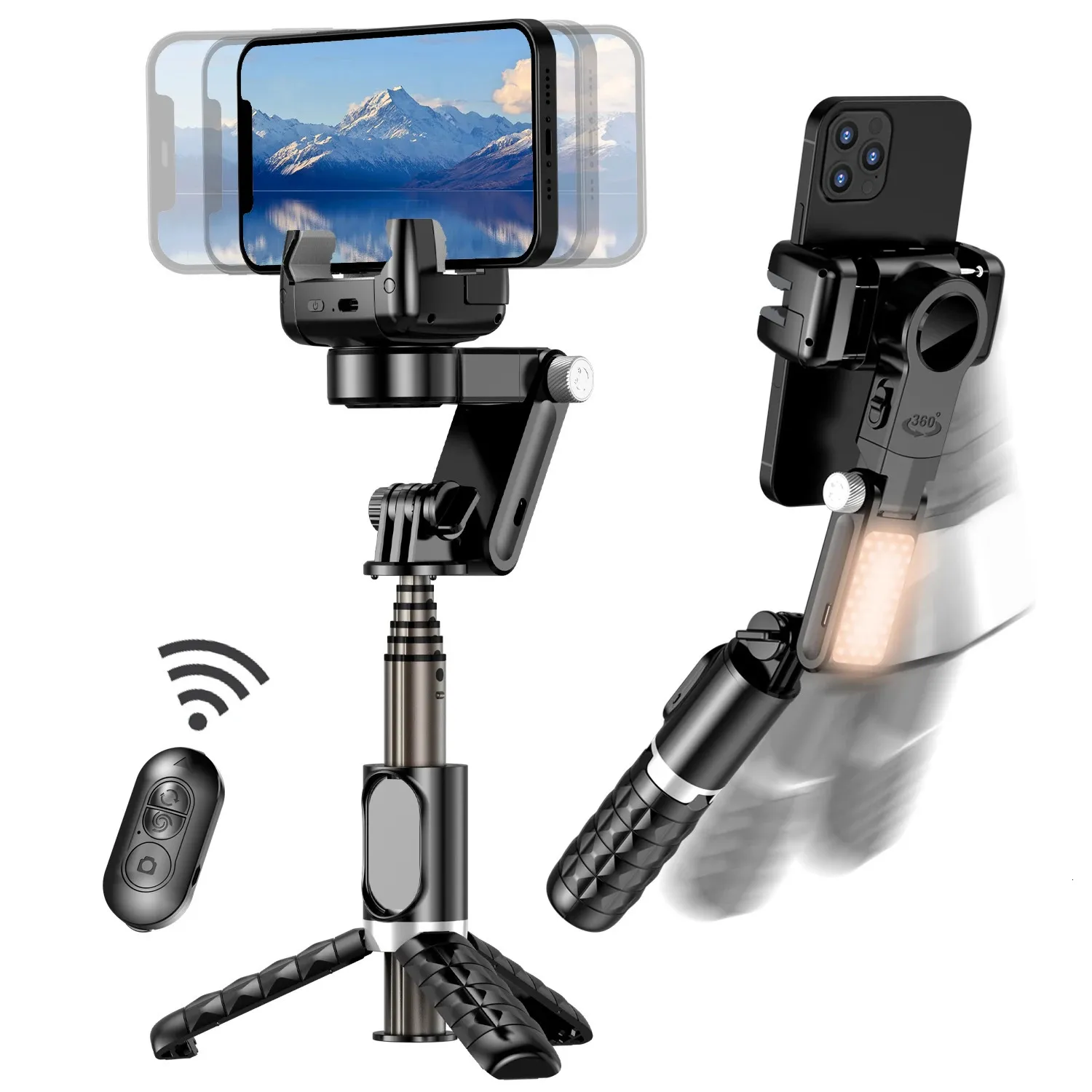 Portable Smartphone Gimbal Stabilizer: 2-Axis, Selfie Stick, Tripod ...