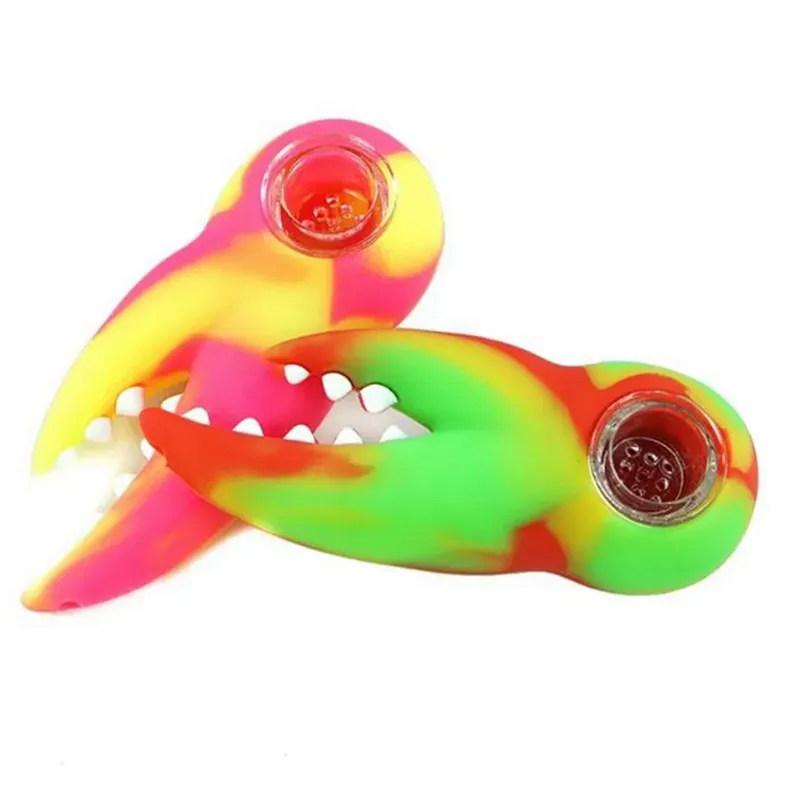 Silicone Crab Forceps Smoking Hand Pipe 3.7inch Colorful Smoking Hand ...