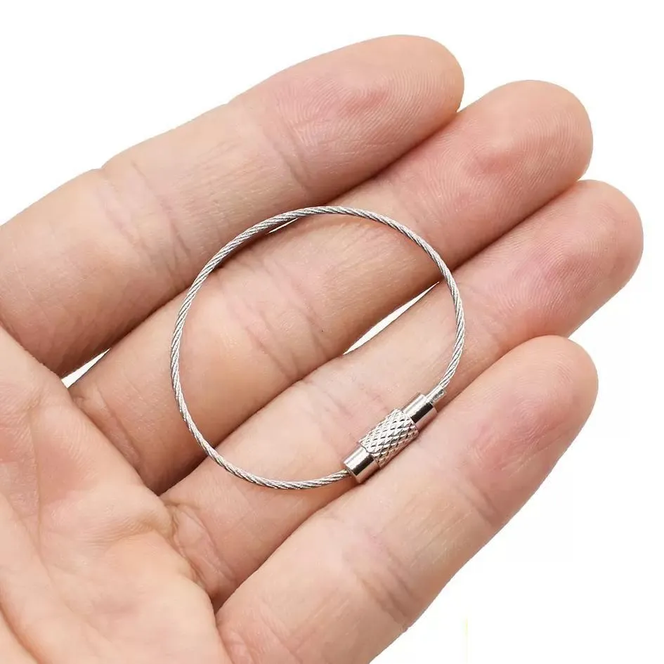 DHgate.com:Screw Locking Stainless Steel Wire Keychain Rope Key Holder ...