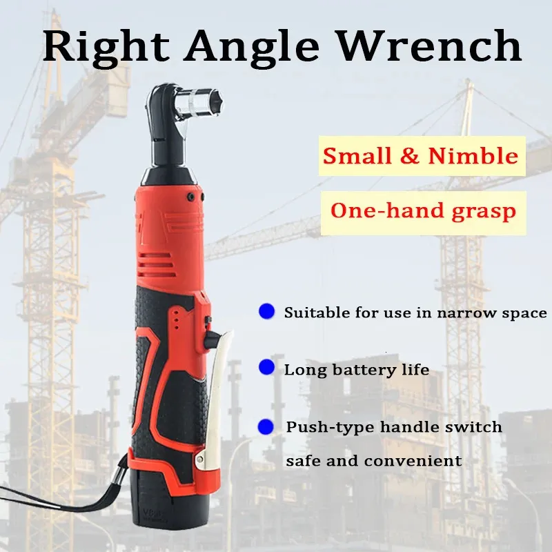 Electric Ratchet Wrench: 12V Cordless 3/8 Right Angle Power Tool With ...