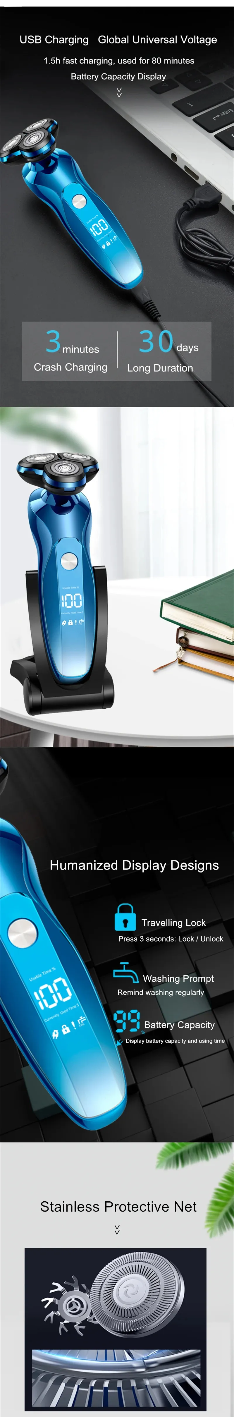 ZOZEN Rechargeable Electric electric shaver with...