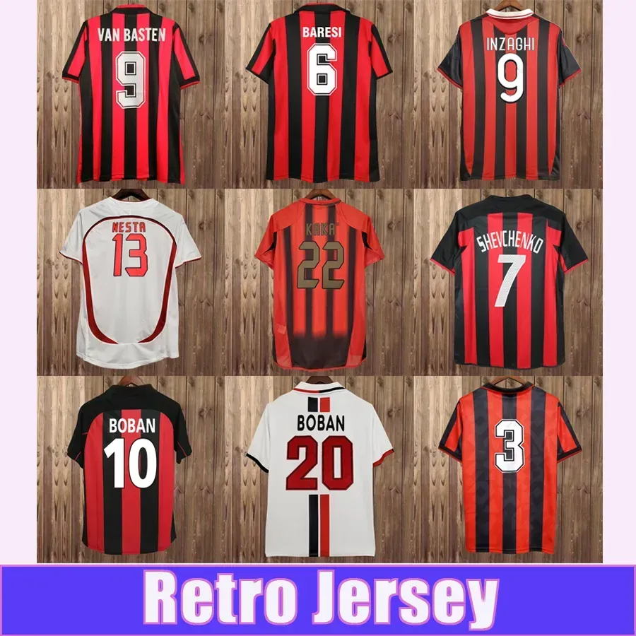 91 92 VAN BASTEN BOBAN Retro Mens Soccer Jerseys MALDINI SHEVCHENKO ...