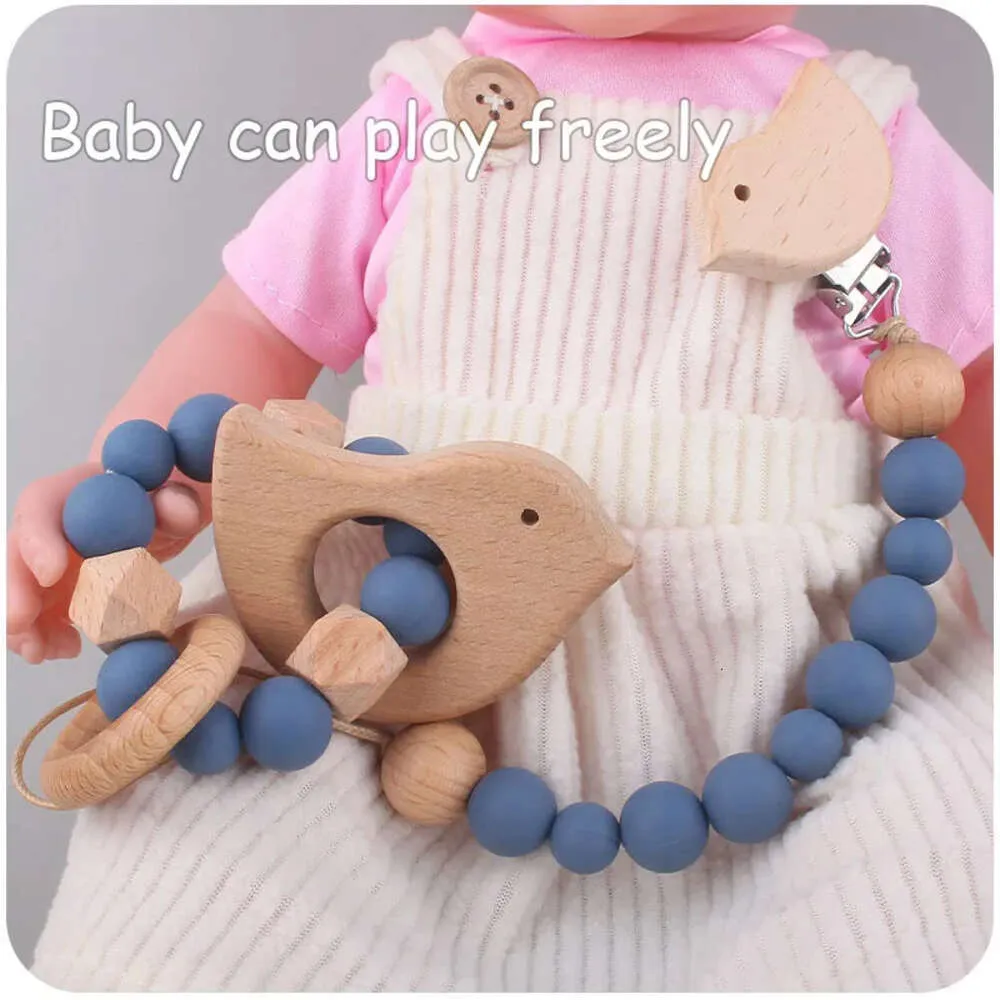 Baby Teether Set - Wooden Teethers, Silicone Beads, Pacifier Clip, Anti ...