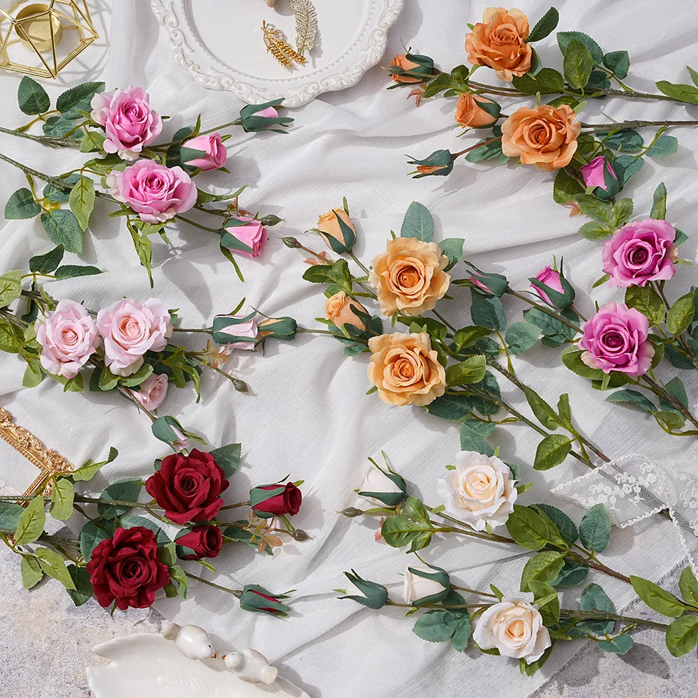 2-Fork Artificial Roses - Elegant Soft Silk Roses for Hotel, Home Decor ...