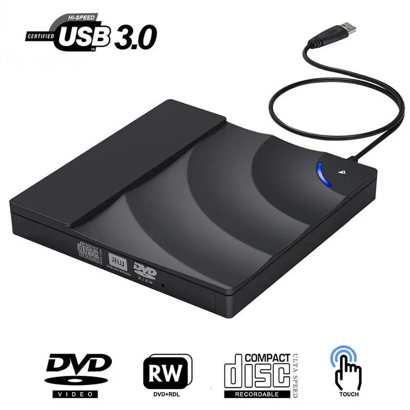 Portable high-speed USB 3.0 external CD DVD-RW optical drive slim disk ...