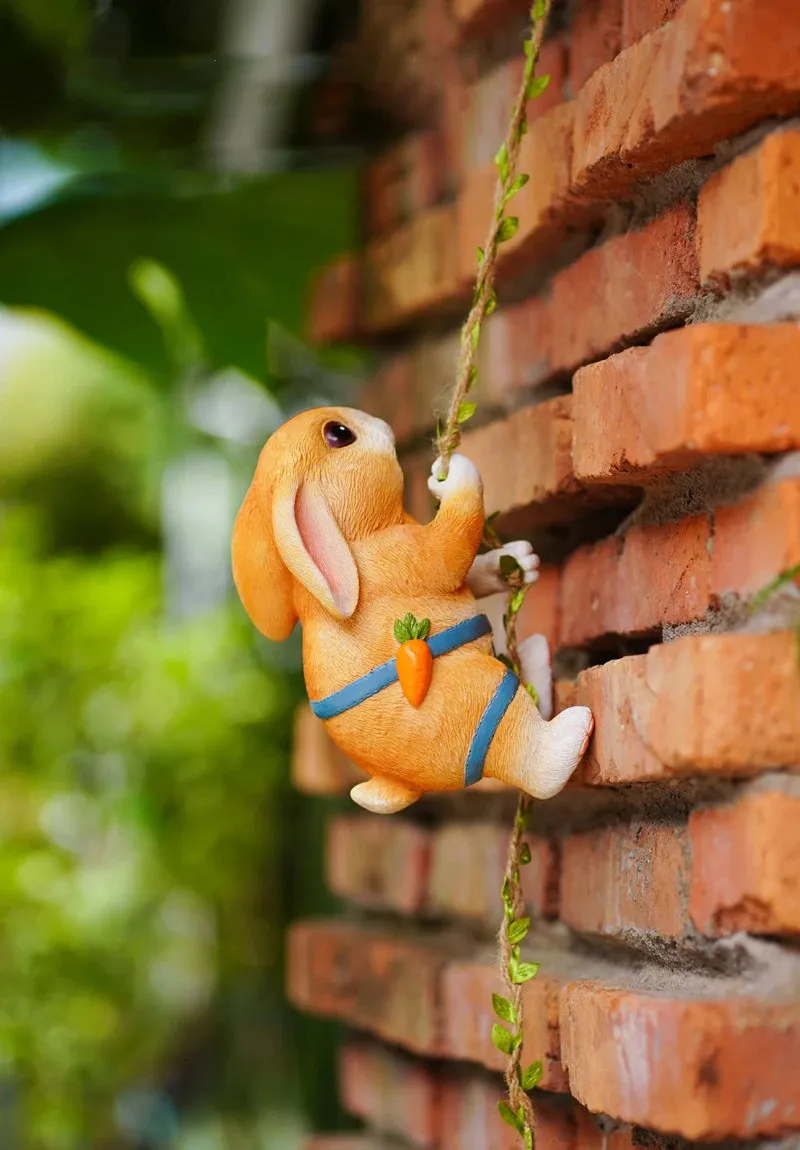 Cute Climbing Rabbit Garden Ornaments - Resin Bunny Statues for Tree ...