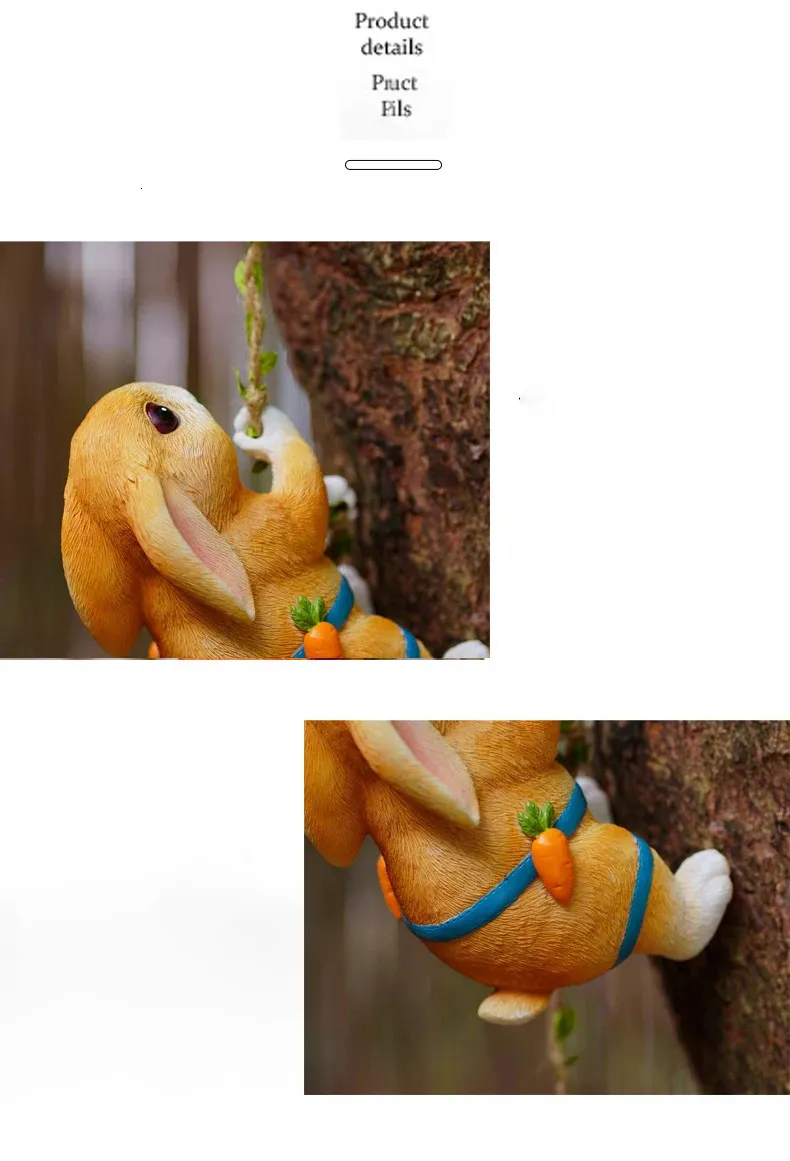 Cute Climbing Rabbit Garden Ornaments - Resin Bunny Statues for Tree ...