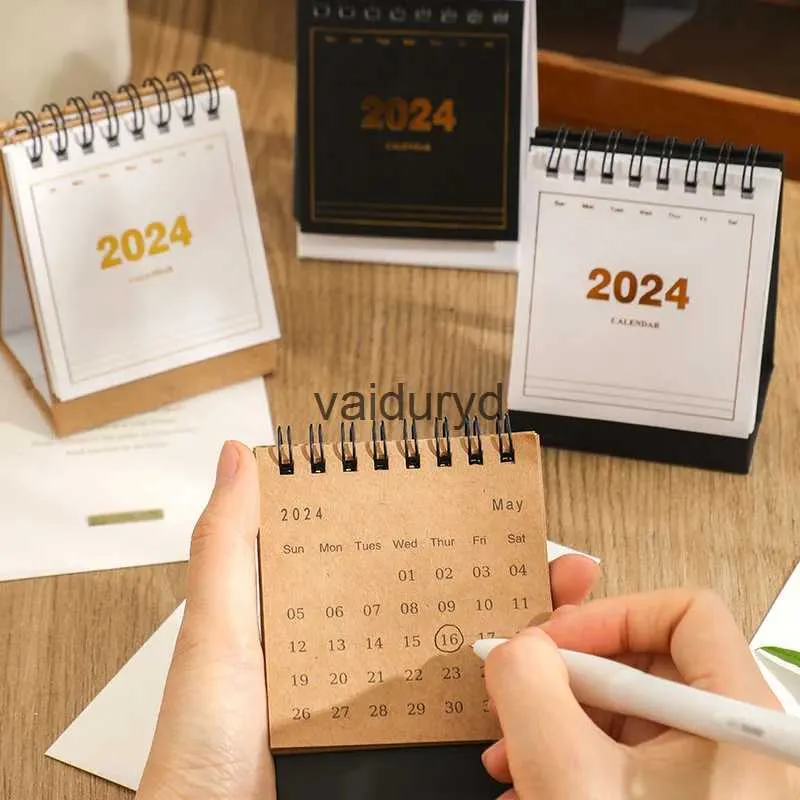 DHgate.com:Mini Desk Calendar 2024, Kraft Paper Calendar, Simple Daily ...