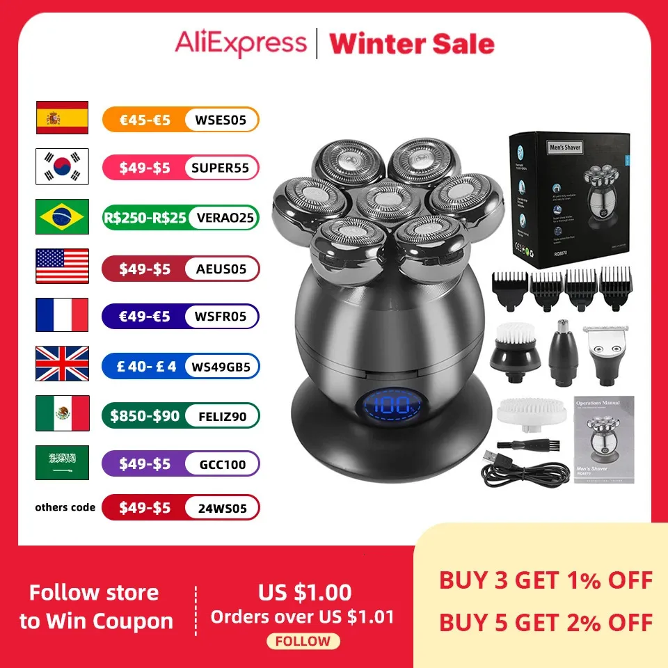 Electric Razor: Wet/Dry Shaver, Beard Trimmer, Bald Head Shaving ...