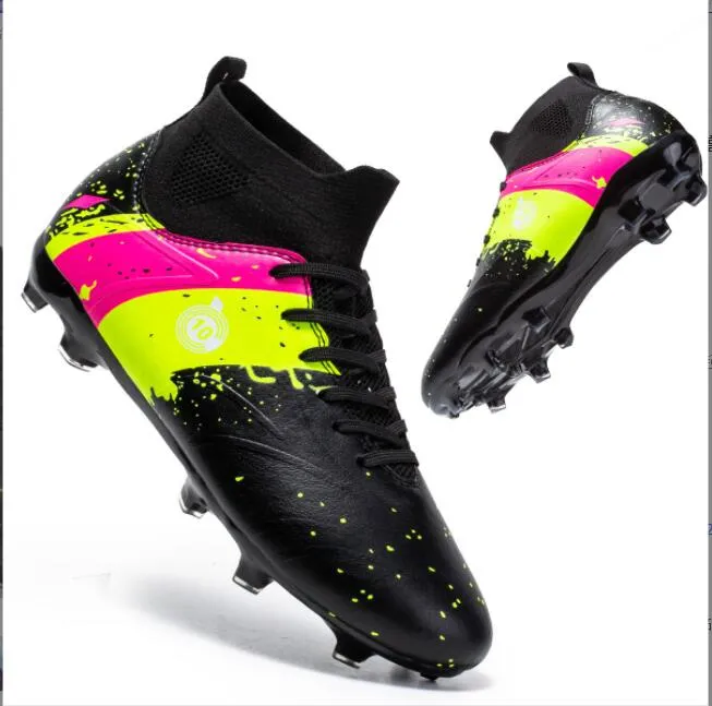 Men Soccer TF/AG High Ankle Long Spikes Outdoor Turf Indoor Sports ...
