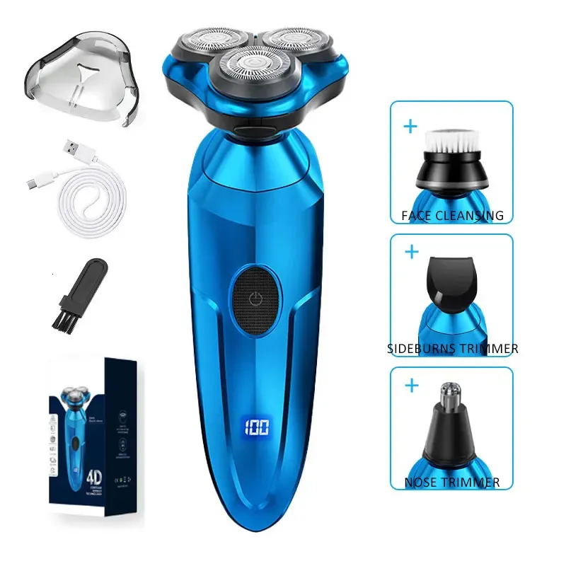 Portable 3-Blade Electric Razor & Beard Trimmer - USB Rechargeable ...