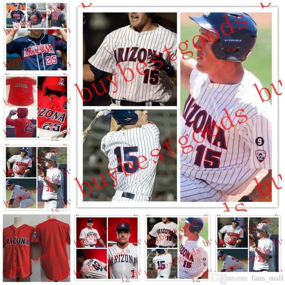 Arizona Wildcats Baseball Jersey 5 Kenny Lofton Chase Davis 15 Trevor ...