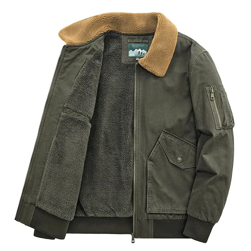 Men's thickened warm fleece lined acrylic quilted winter jacket with ...