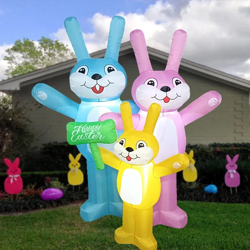 2024 Easter Inflatable Bunny Family Decorations LED Lights Waving Rabbit Air Model Yard Lawn Decor From Pang08 43.97 DHgate.Com
