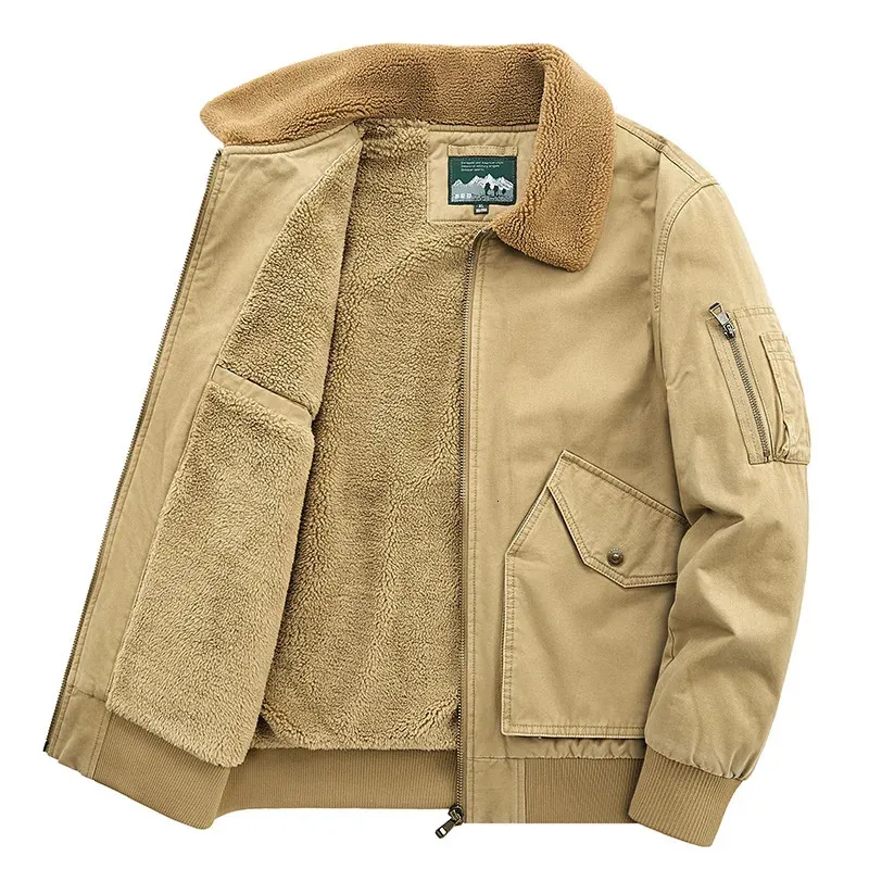 Men's thickened warm fleece lined acrylic quilted winter jacket with ...