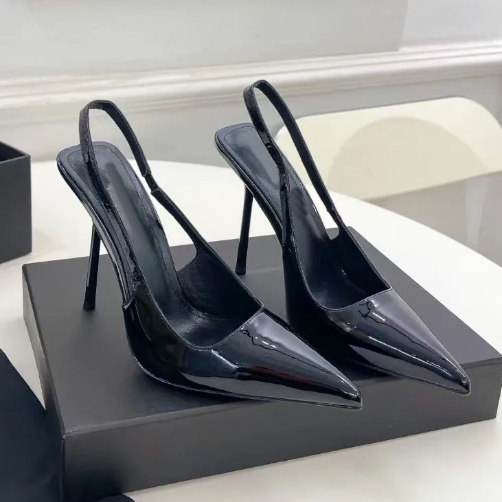 Luxury Designer Patent Leather Slingback Pumps With Stiletto Gold ...