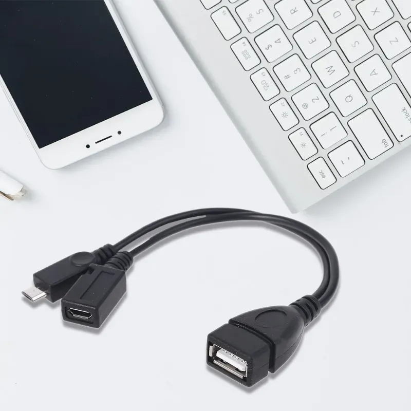Micro USB OTG Adapter with Power - USB 2.0 On-The-Go Cable for Android ...