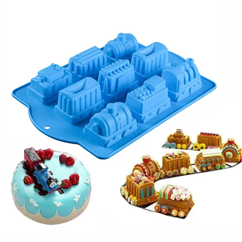 Train Shaped Silicone Cake Mold: DIY Locomotive Bakeware for Kids ...