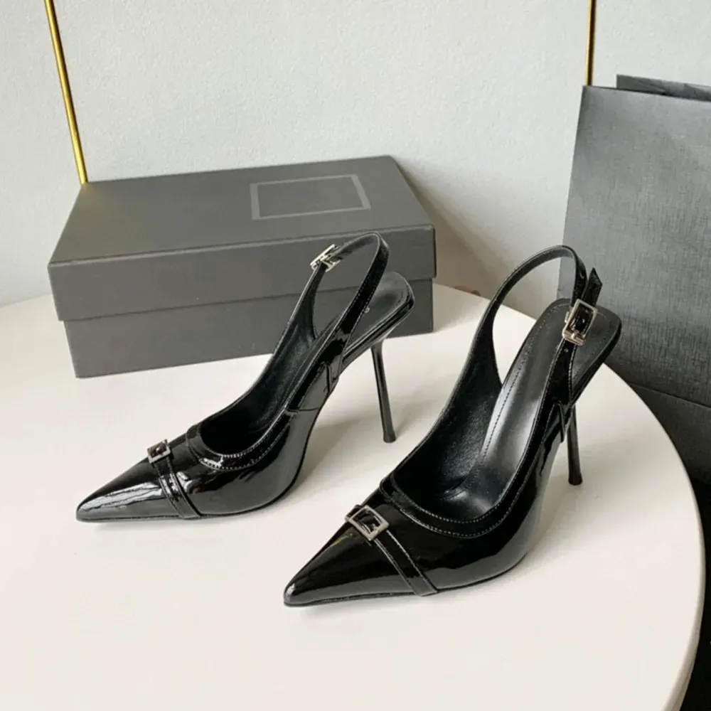 Luxury Designer Patent Leather Slingback Pumps With Stiletto Gold ...