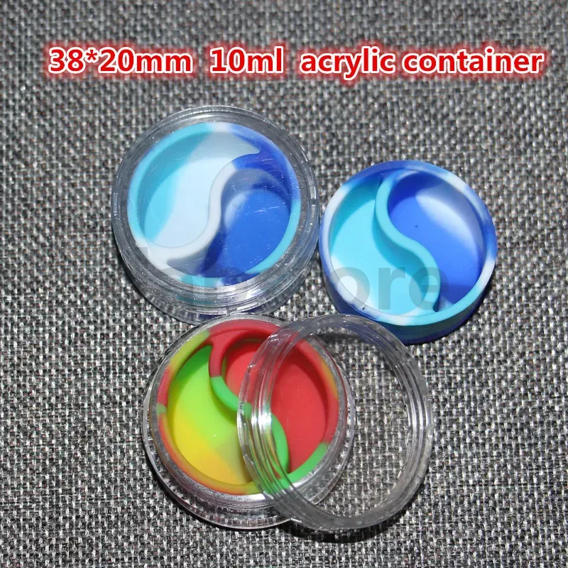 Silicon Acrylic Container Jar Wax 10ML Wax Containers Silicone Jars For ...