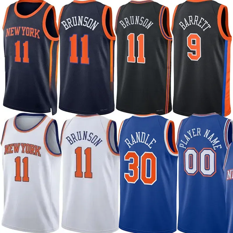 CUSTOM Jalen Brunson Julius Randle Basketball Jerseys New Yorks Obi ...