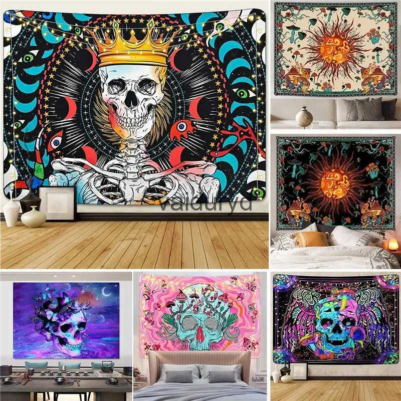 Colorful Skull Tapestry - 75x58cm Gothic Wall Hanging, Halloween Decor ...