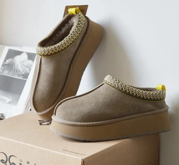 Women's Tazz Braid Slippers Platform Snow Boots Leopard Print Plush ...