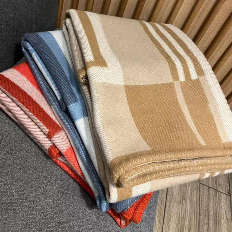 Cashmere Wool Blanket 53 × 69 in 135 × 175 cm Warm Thickened Sofa Throw ...