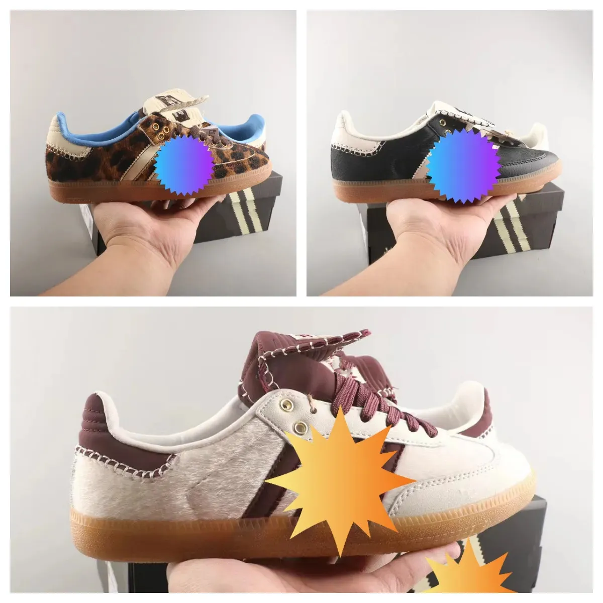 2023 Wales Bonner X Sam Bas Low Leopard Pony Shoes Tonal White Black ...