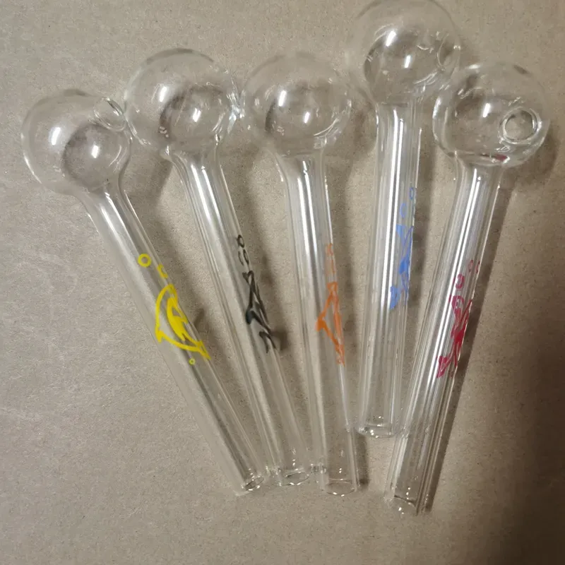 NEW LOGO Fish Pyrex Hookahs Thick Clear Glass Oil Burner Tube Pipe ...