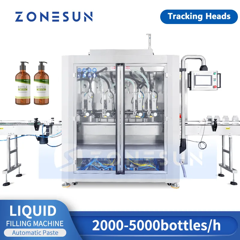 Wholesale ZONESUN ZS VTPF4 Automatic Continuous Motion Filler Servo Tracking Liquid Filling ...