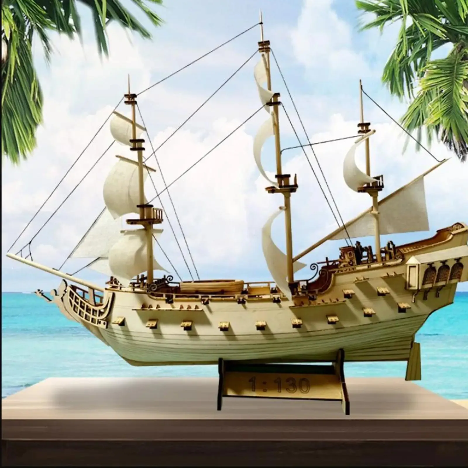DHgate.com:1/300 Scale Wooden Pirate Ship Model Kit for Adult, DIY ...