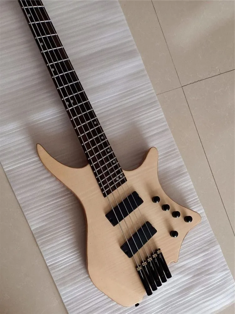 5 String Electric Five String Bass Guitar With Fanned Frets, Roasted ...