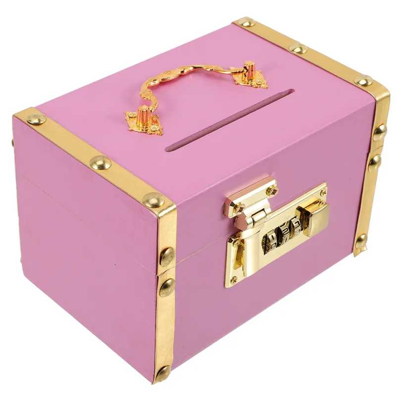 Charming Wooden Money Box with Lock - Big Decorative Piggy Bank for ...