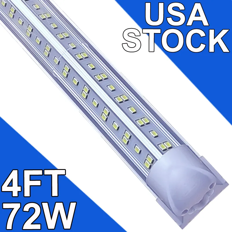 LED Shop Light Fixture 72W T8 Integrated Tube Lights, 6500K High Output ...