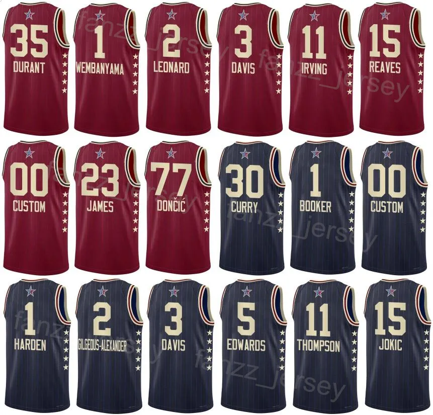 Printed 2024 Basketball Jersey All Star Shirt James Harden 1 Kyrie ...