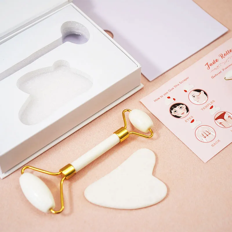 Juego De Rodillos De Jade Gua Sha De Jade White Herramientas De ...